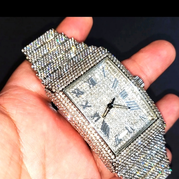 Accessories | Men Full Iced Band Luxury Bling Silver Finish Simulated ...